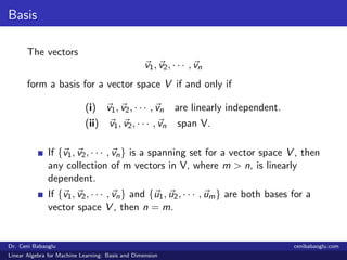 2. Linear Algebra for Machine Learning: Basis and Dimension | PDF