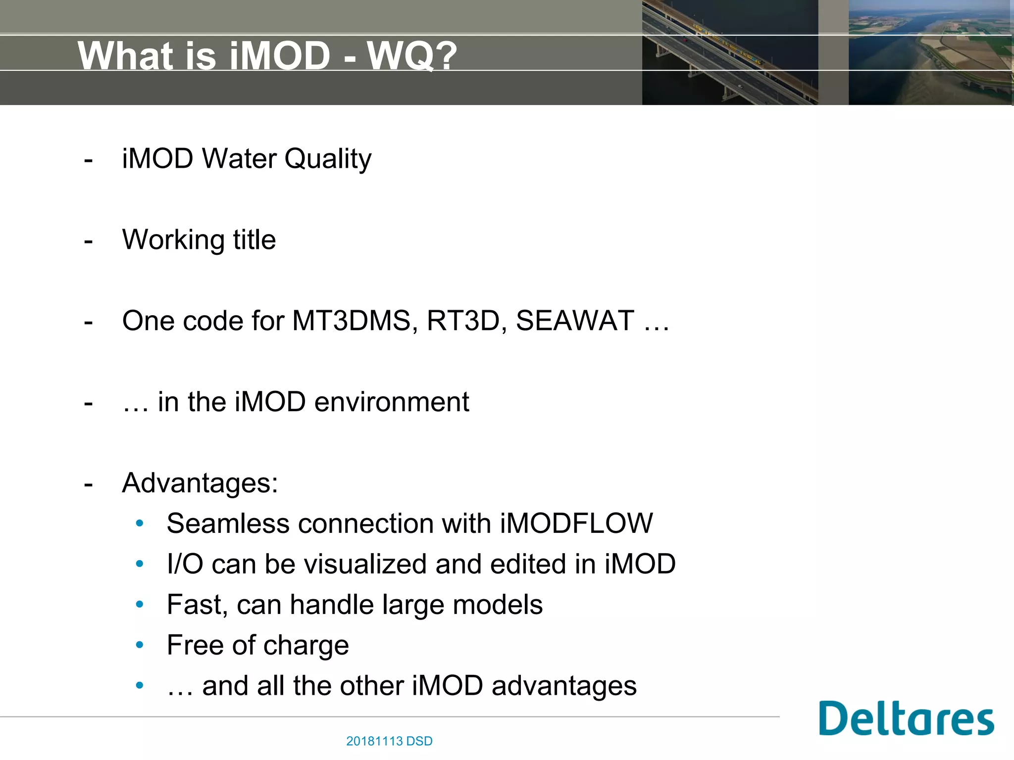DSD-INT 2018 iMOD-Water Quality international examples of the use of ...
