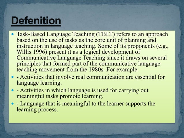 task based language teaching TBLT | PPTX