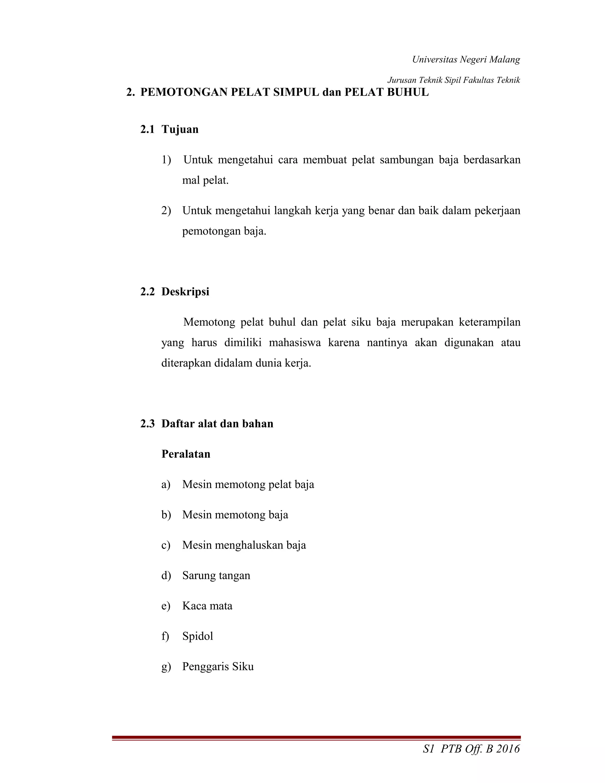 2. laporan sambungan plat simpul baja fix | DOC