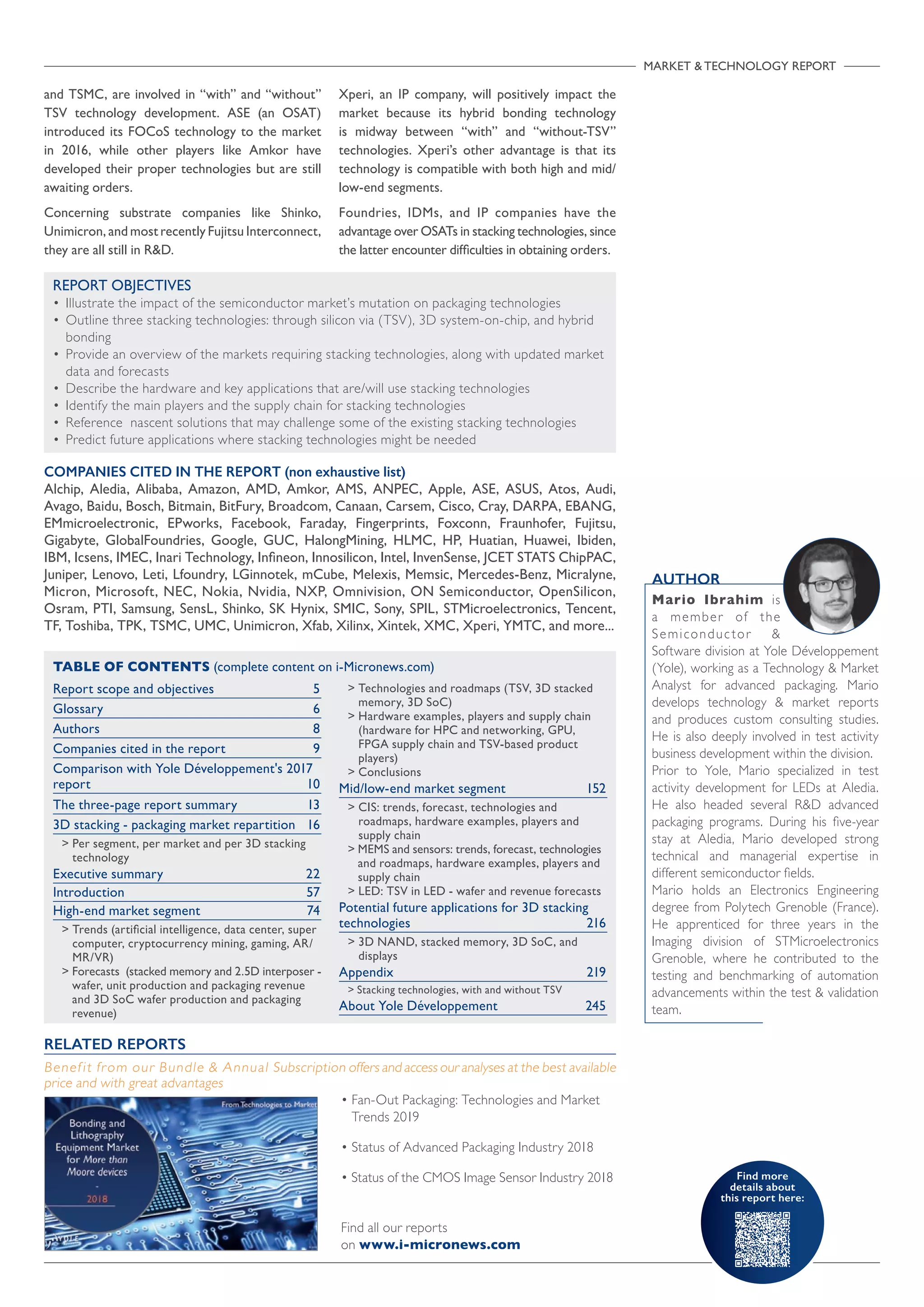 2.5D / 3D TSV & Wafer-Level Stacking: Technology & Market Updates 2019 ...