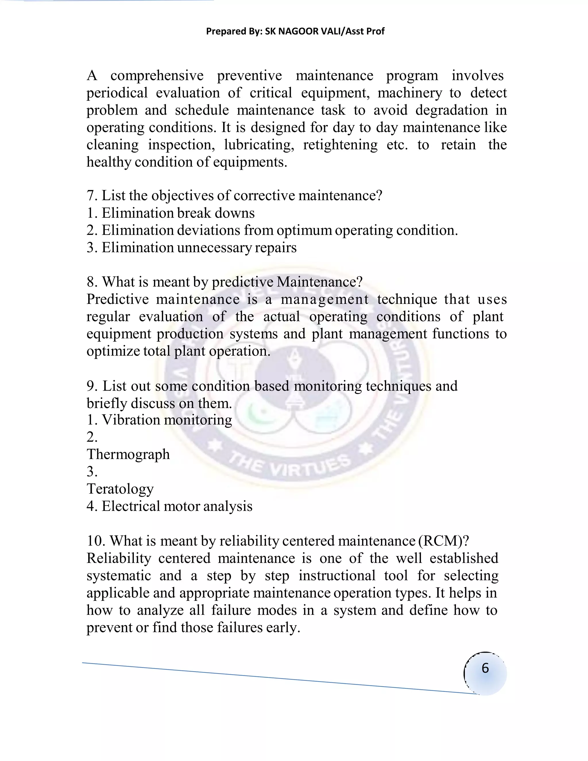 maintenance engineering | PDF