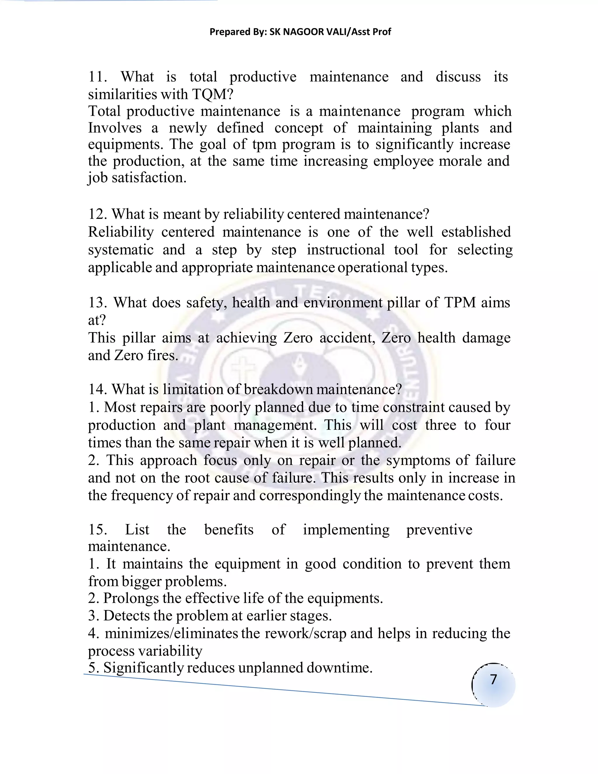 maintenance engineering | PDF