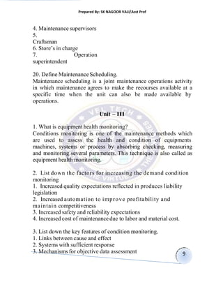 maintenance engineering | PDF