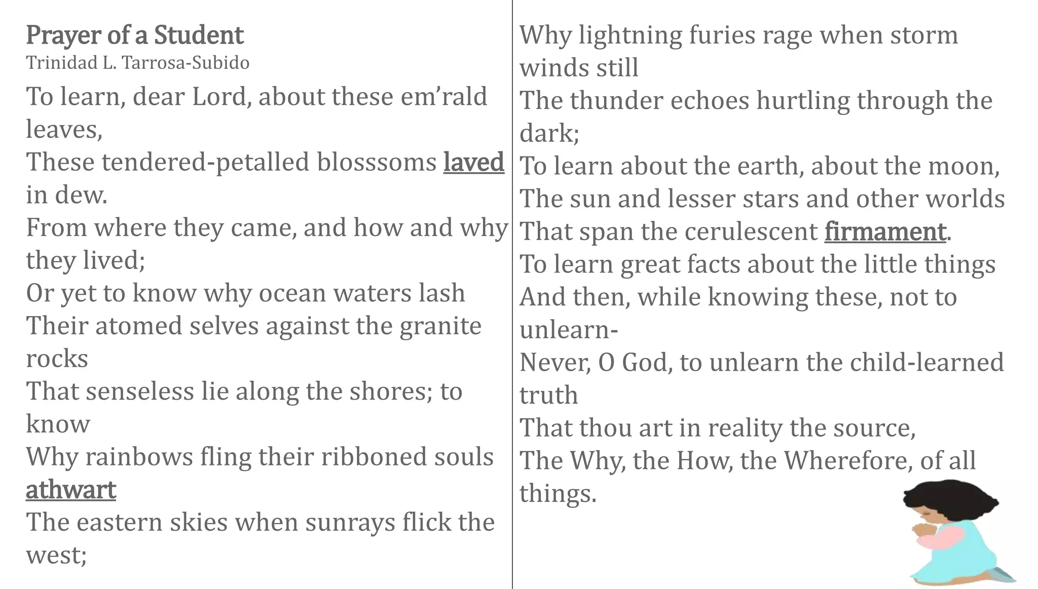 Prayer of a Student POEM | PPTX