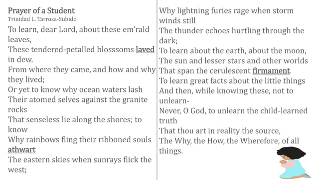 Prayer of a Student POEM | PPTX