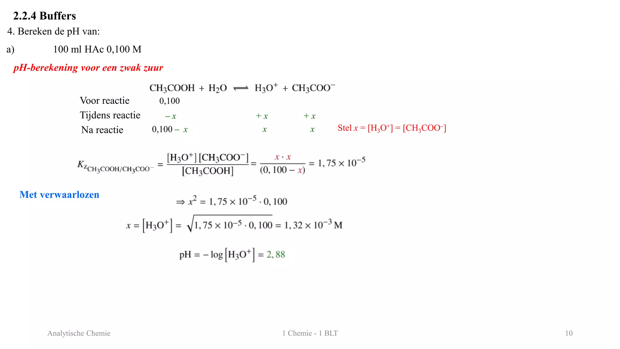 Hoofdstuk 2. Zuur base-evenwichten - Buffers | PPT