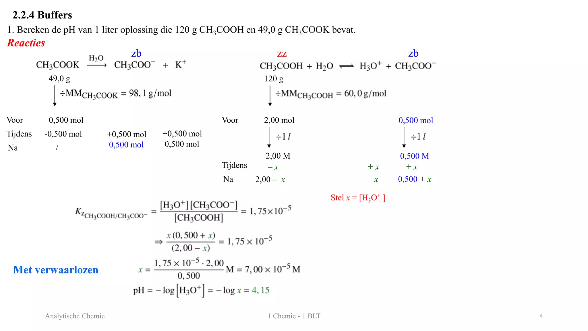Hoofdstuk 2. Zuur base-evenwichten - Buffers | PPT