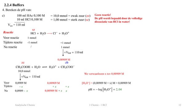 Hoofdstuk 2. Zuur base-evenwichten - Buffers | PPTX | Chemistry | Science