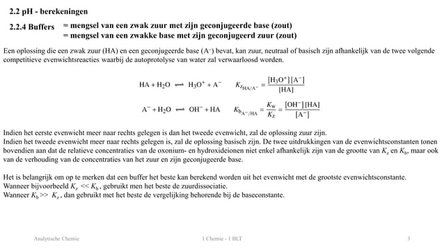 Hoofdstuk 2. Zuur base-evenwichten - Buffers | PPTX | Chemistry | Science