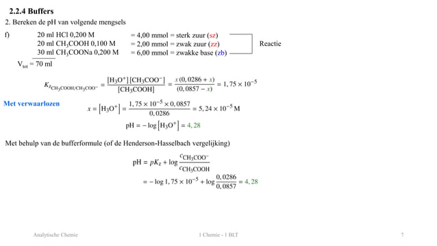 Hoofdstuk 2. Zuur base-evenwichten - Buffers | PPTX | Chemistry | Science