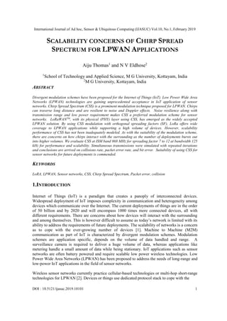 SCALABILITY CONCERNS OF CHIRP SPREAD SPECTRUM FOR LPWAN APPLICATIONS | PDF