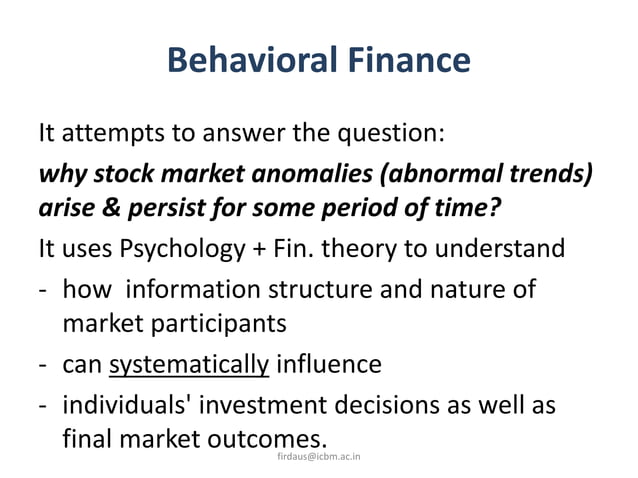 BEHAVIOURAL FINANCE | PPTX