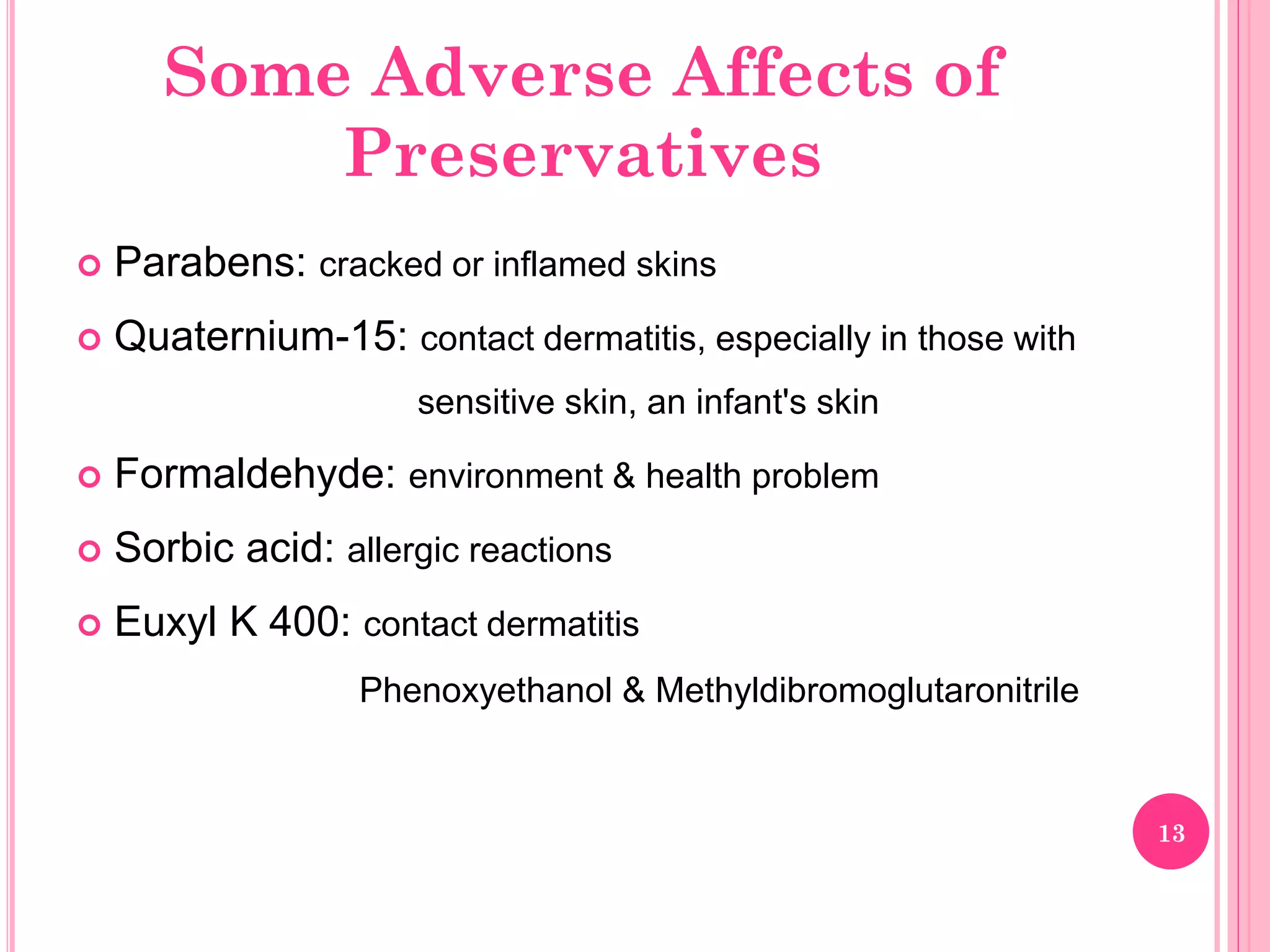 Preservatives & surfactants in cosmetics | PDF