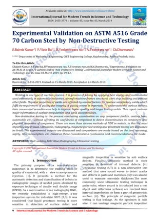 Experimental Validation on ASTM A516 Grade 70 Carbon Steel by Non ...