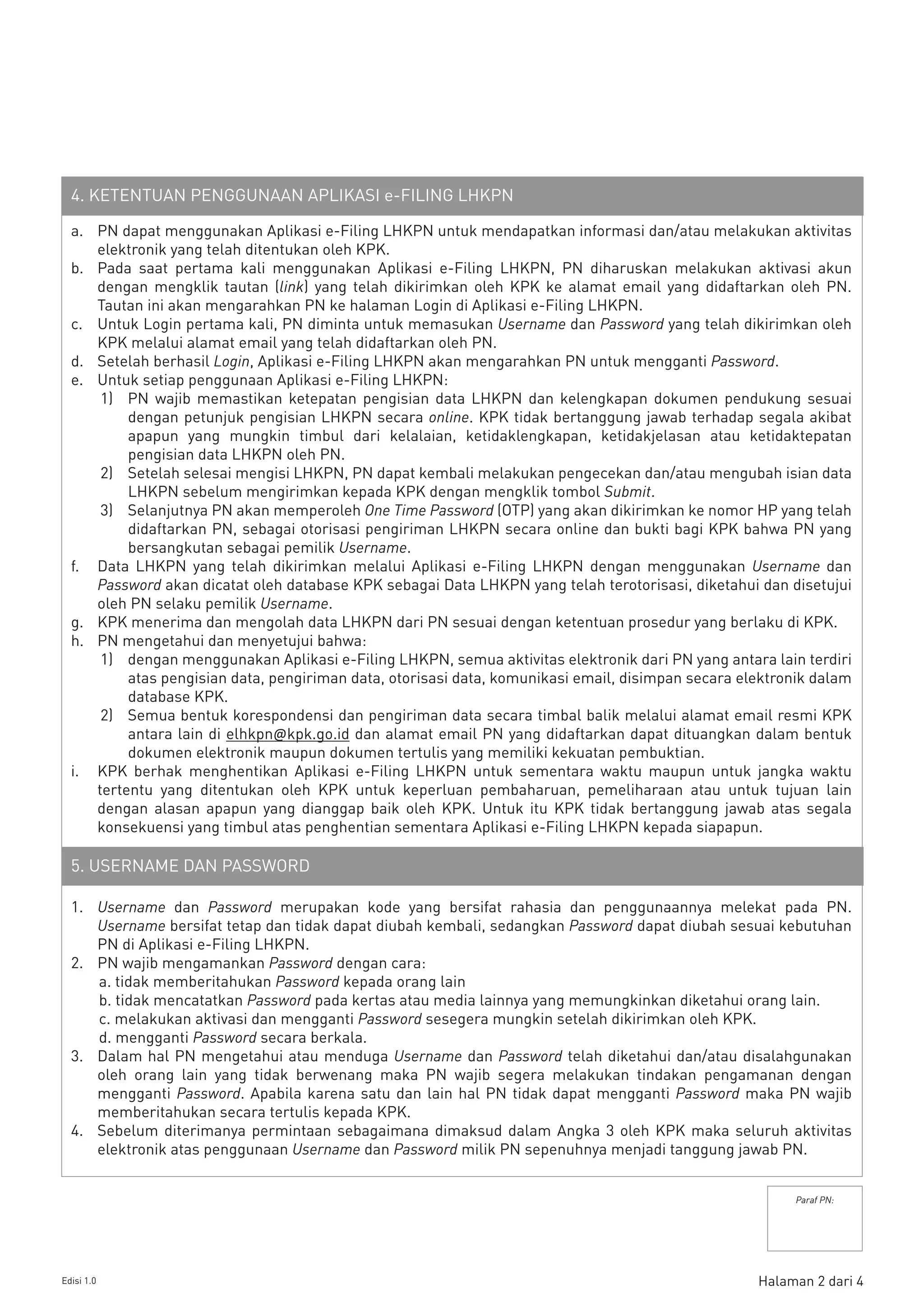 2. formulir permohonan aktivasi efiling eLHKPN | PDF