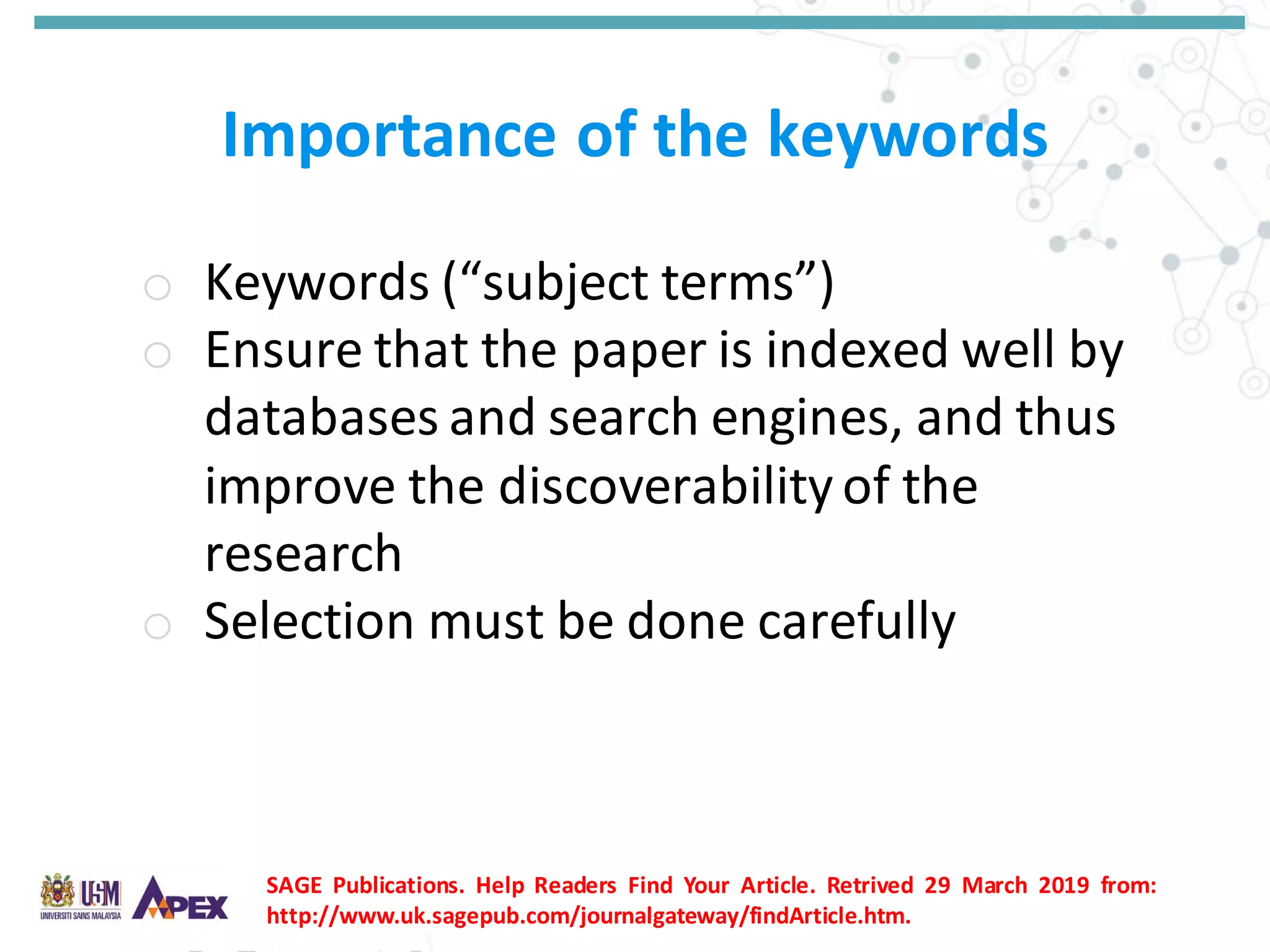 Scientific Writing Series: Title, Abstract, and Keywords | PPT