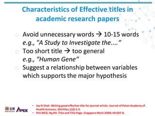 Scientific Writing Series: Title, Abstract, and Keywords | PDF | Science