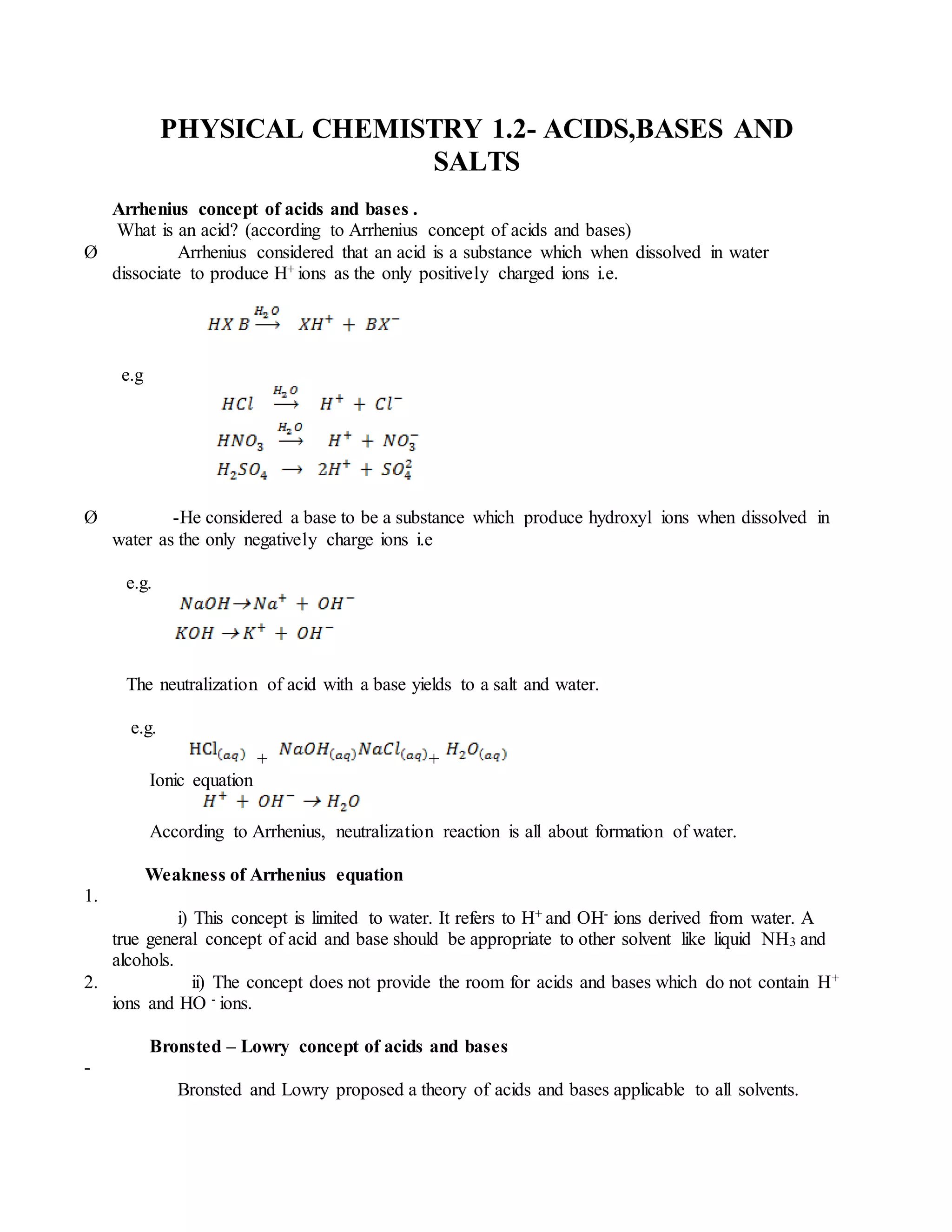 PHYSICAL CHEMISTRY 1.2- ACIDS,BASES AND SALTS | DOCX