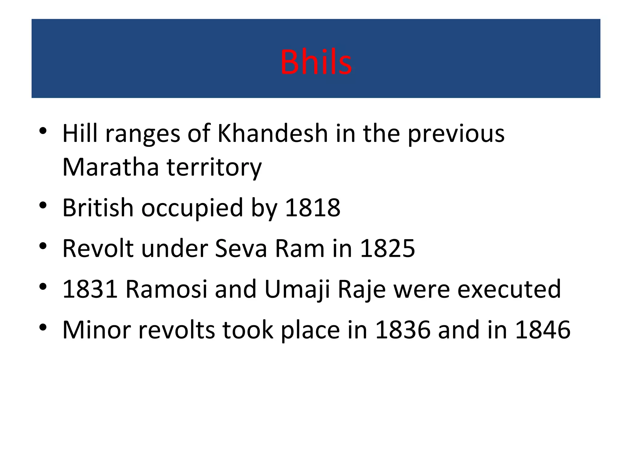 Tribal revolts and movements led by deposed rulers and zamindars | PPT