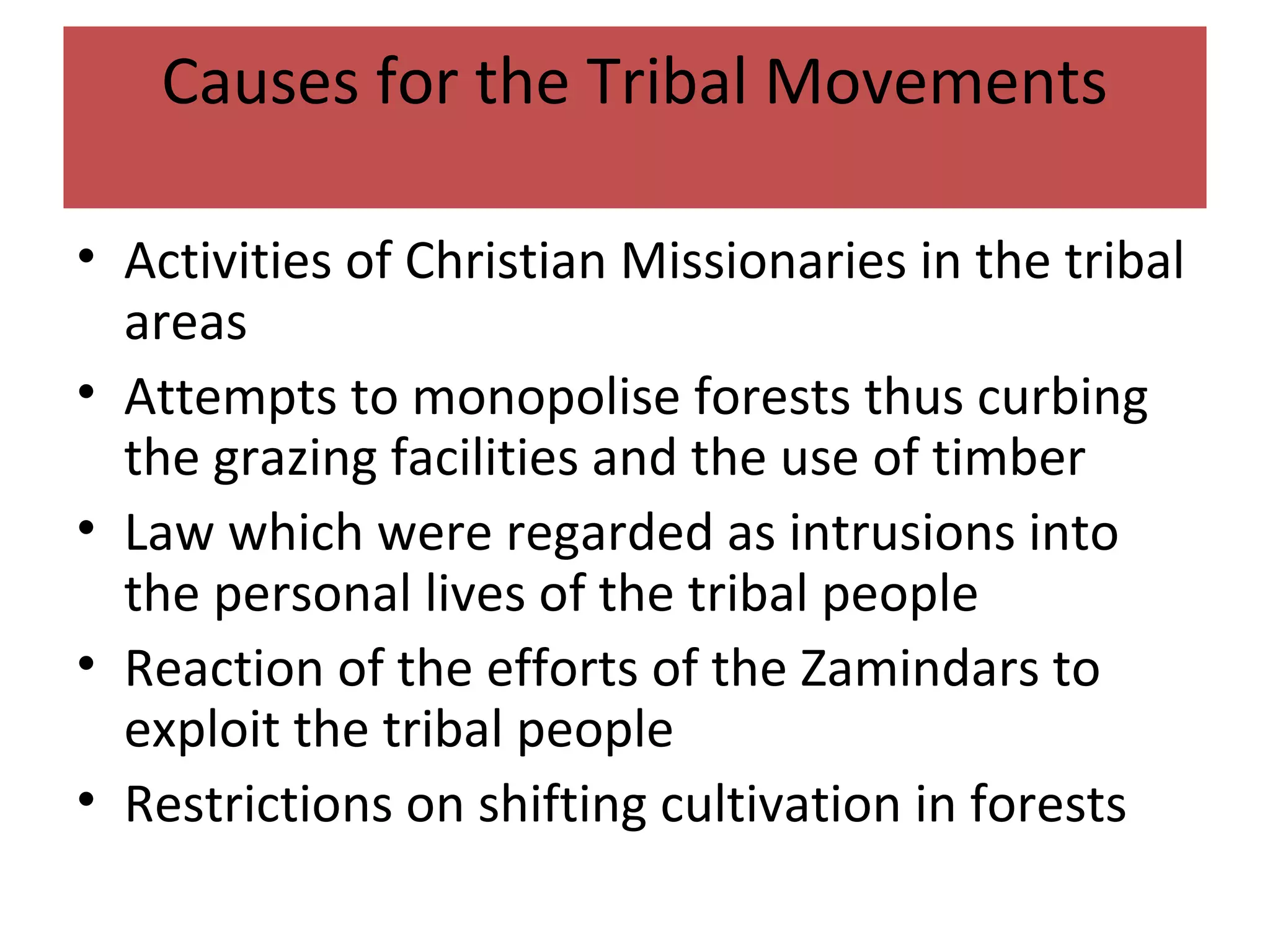 Tribal revolts and movements led by deposed rulers and zamindars | PPT