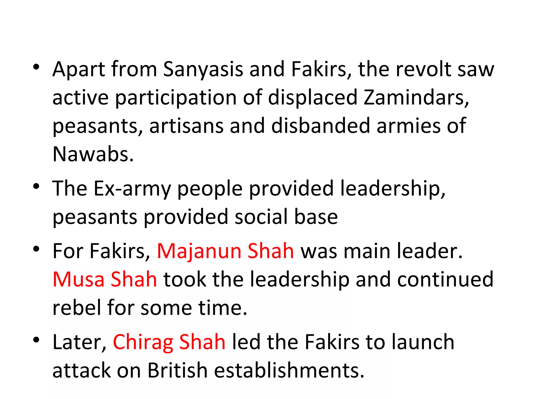 Tribal revolts and movements led by deposed rulers and zamindars | PPT