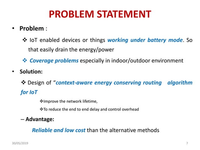 Context Aware Energy Conserving Routing Algorithm For Internet Of Things Ppt