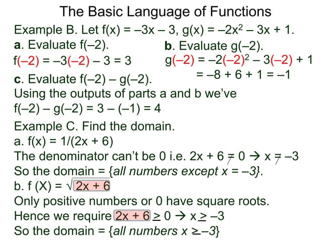 2.1 the basic language of functions t | PPT