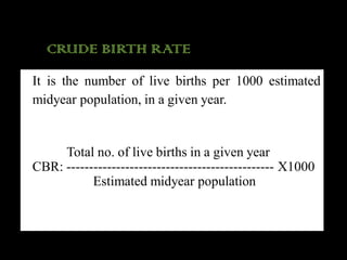 Unit: 6 Demographic Rates and Ratios vital statistics | PDF