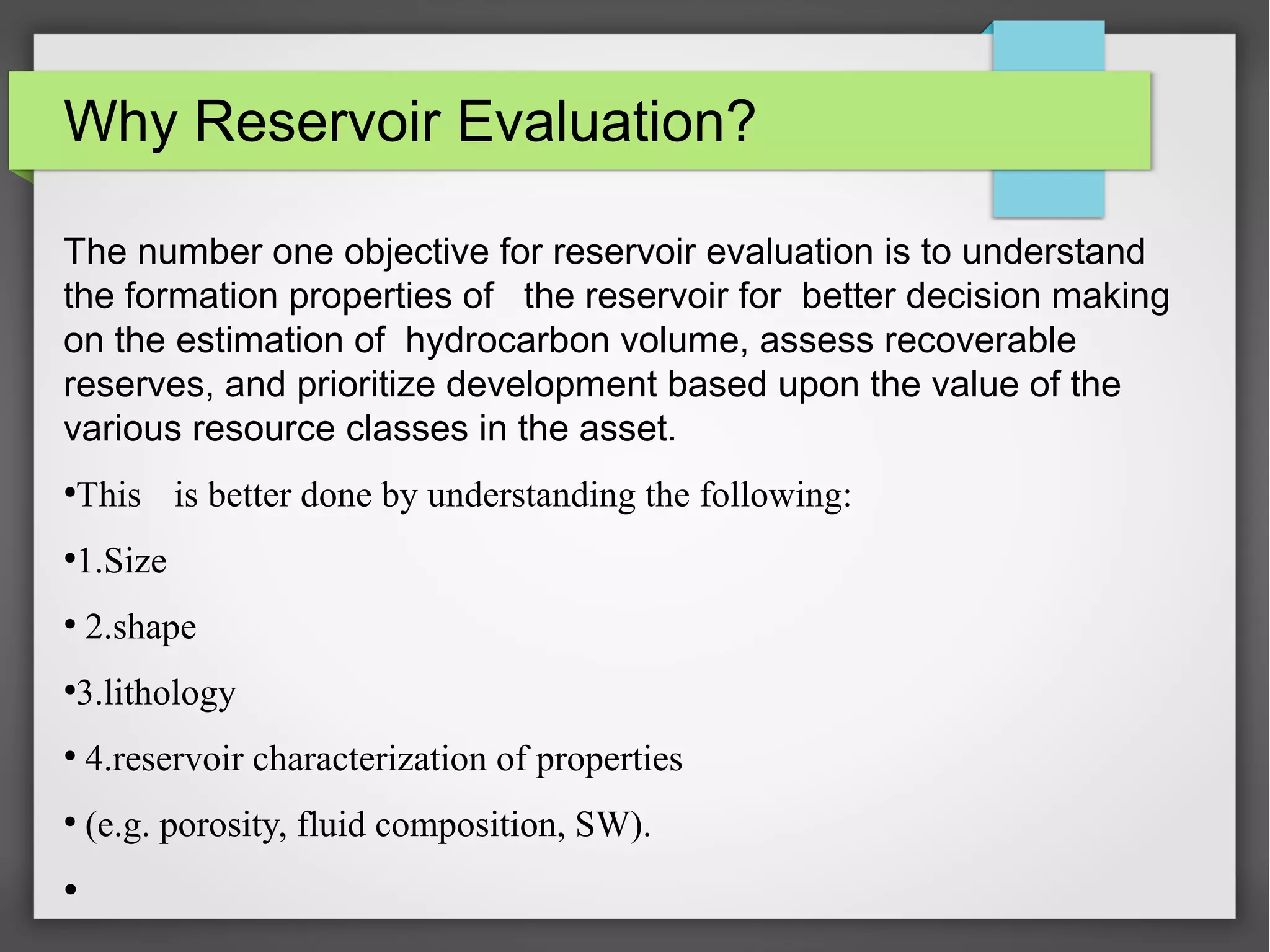 IMPROVED RESERVOIR EVALUATION | ODP