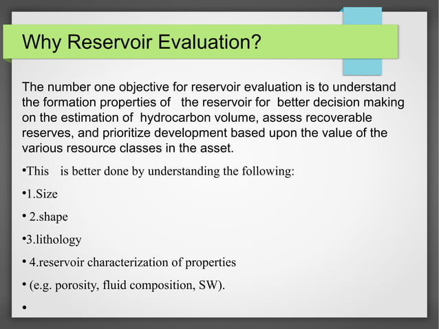 IMPROVED RESERVOIR EVALUATION | ODP