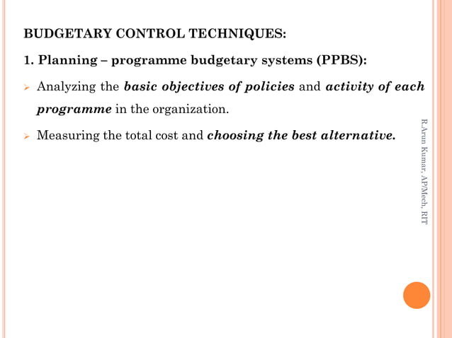 Budgetary control techniques | PDF