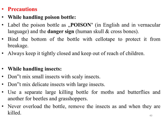Methods of insect collection, preservation, display and storage by Dr ...