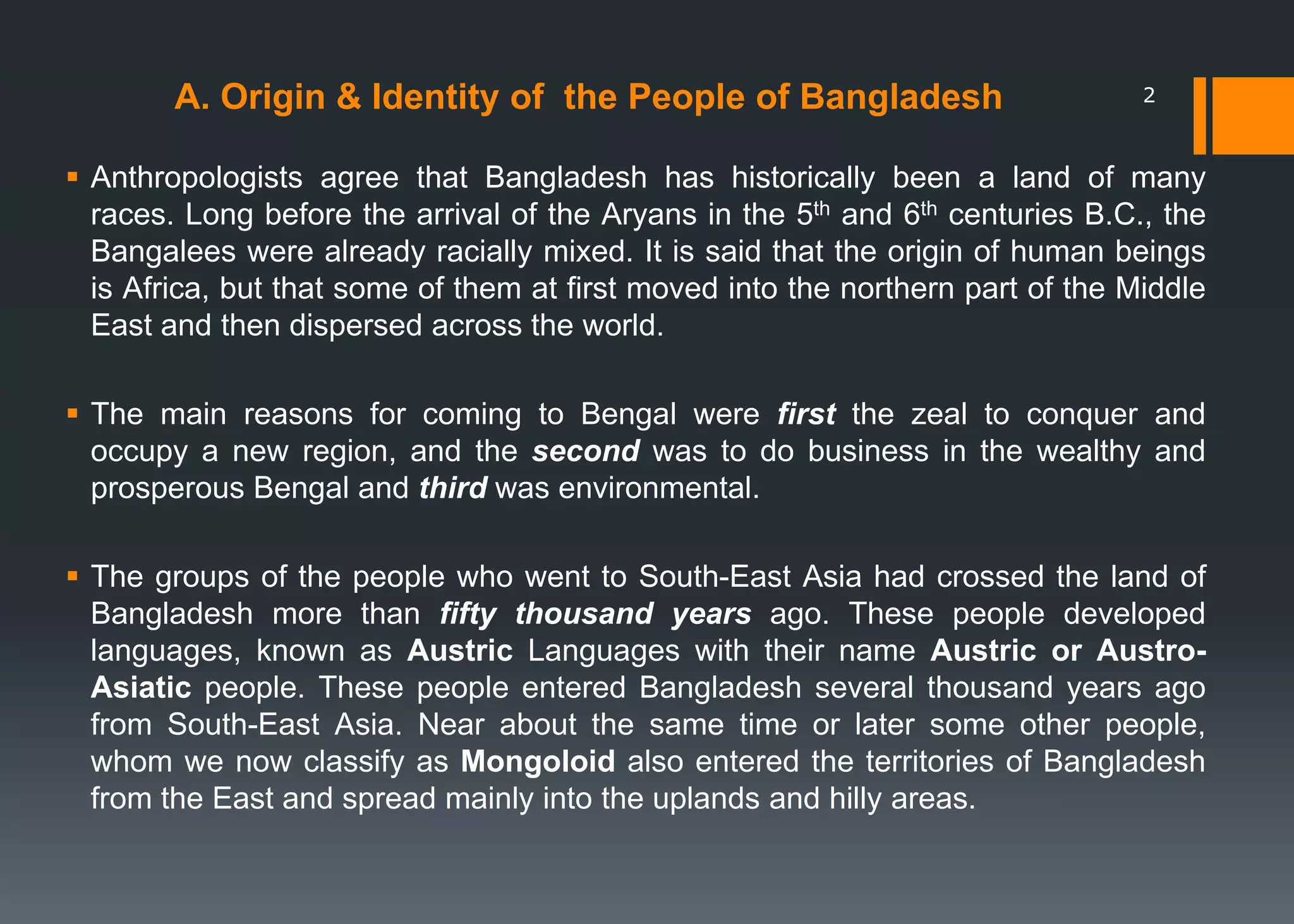 Origin of bangalees bangladesh bangla language | PPT