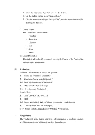 2.lesson plan cristianity in literature for grade 11 students | PDF