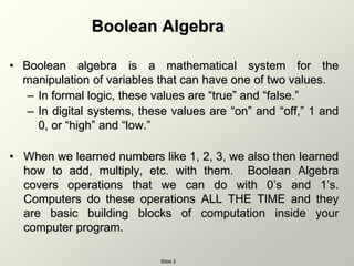 boolean algebra and logic simplification | PPT