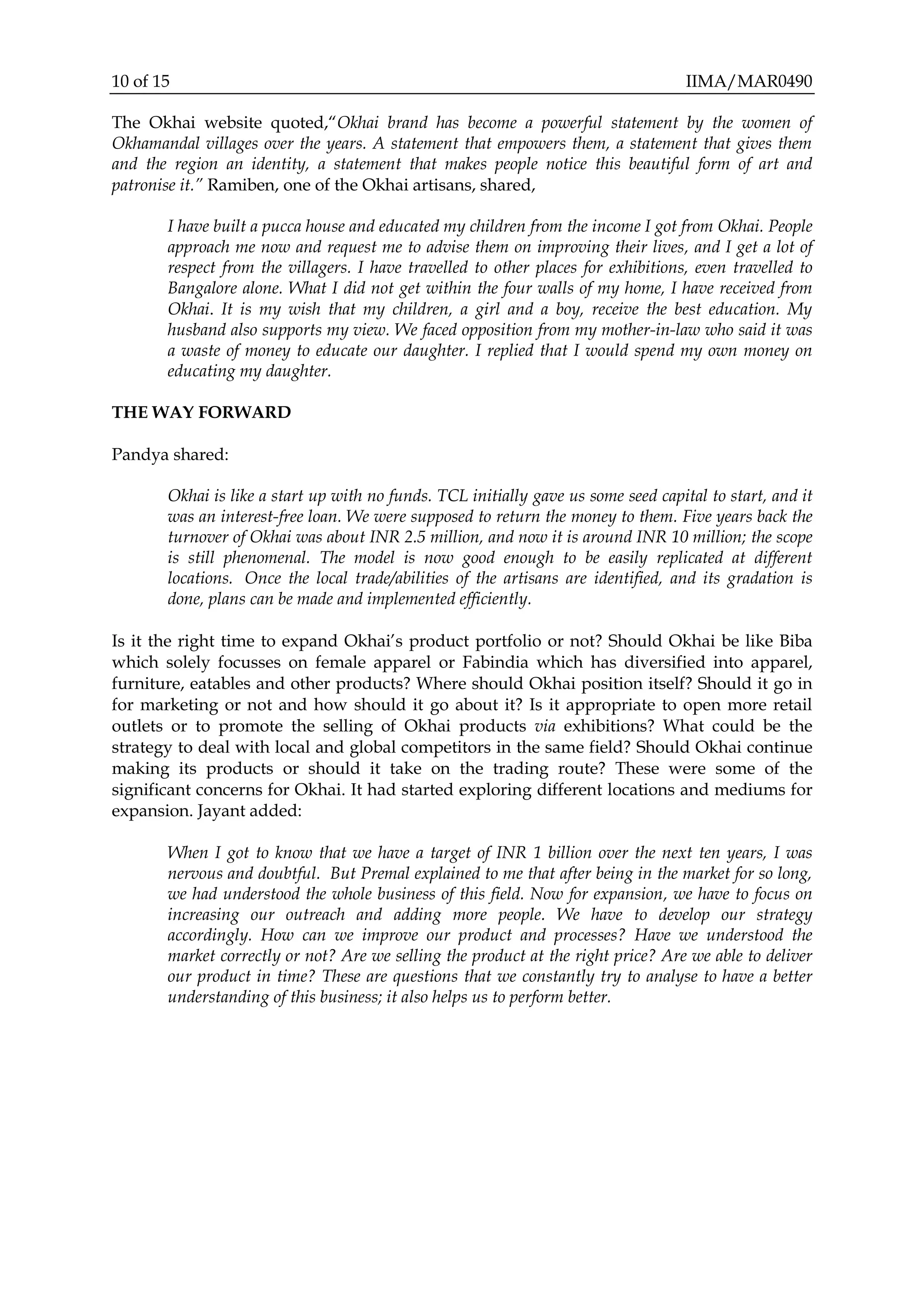 Okhai iima case study | PDF