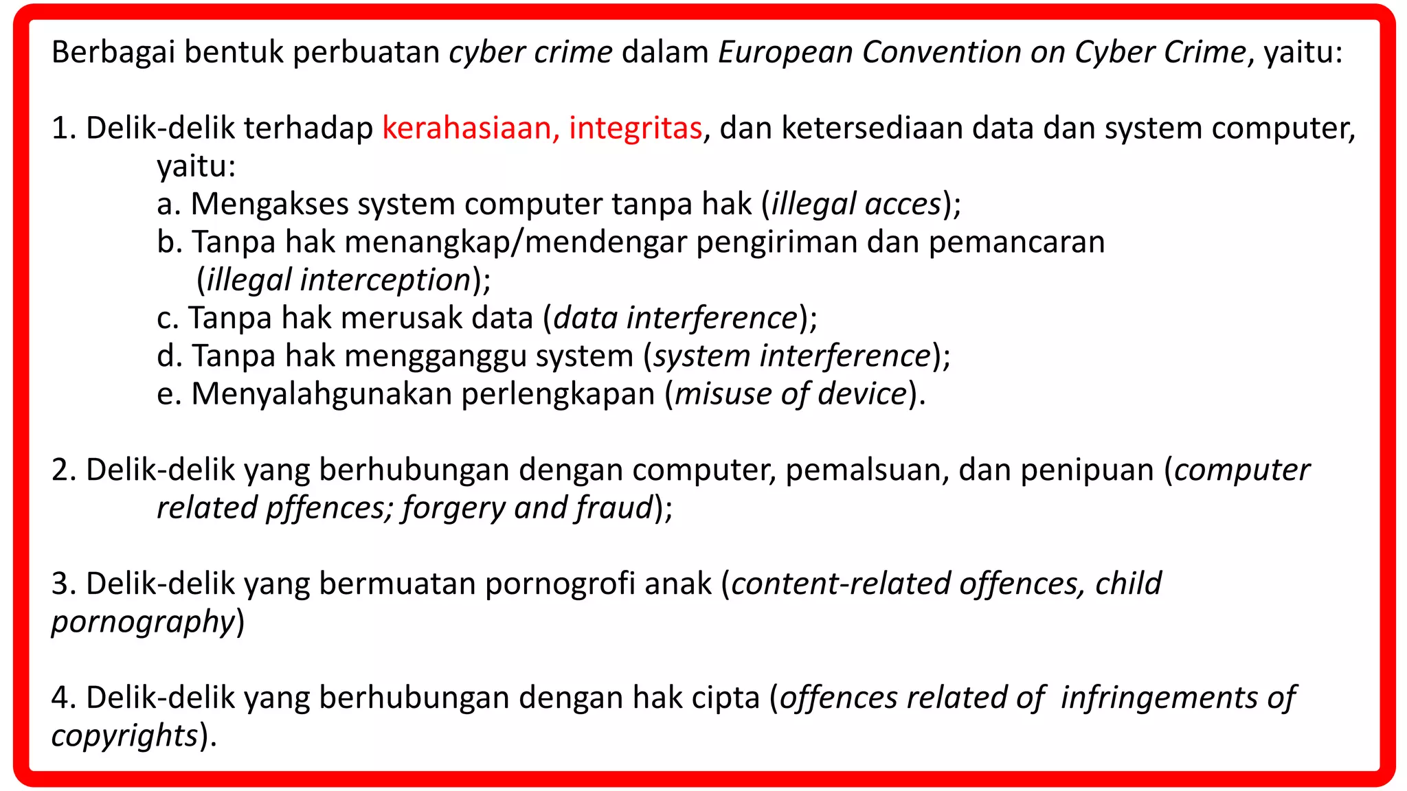 cybercrime dalam hukum national | PPTX