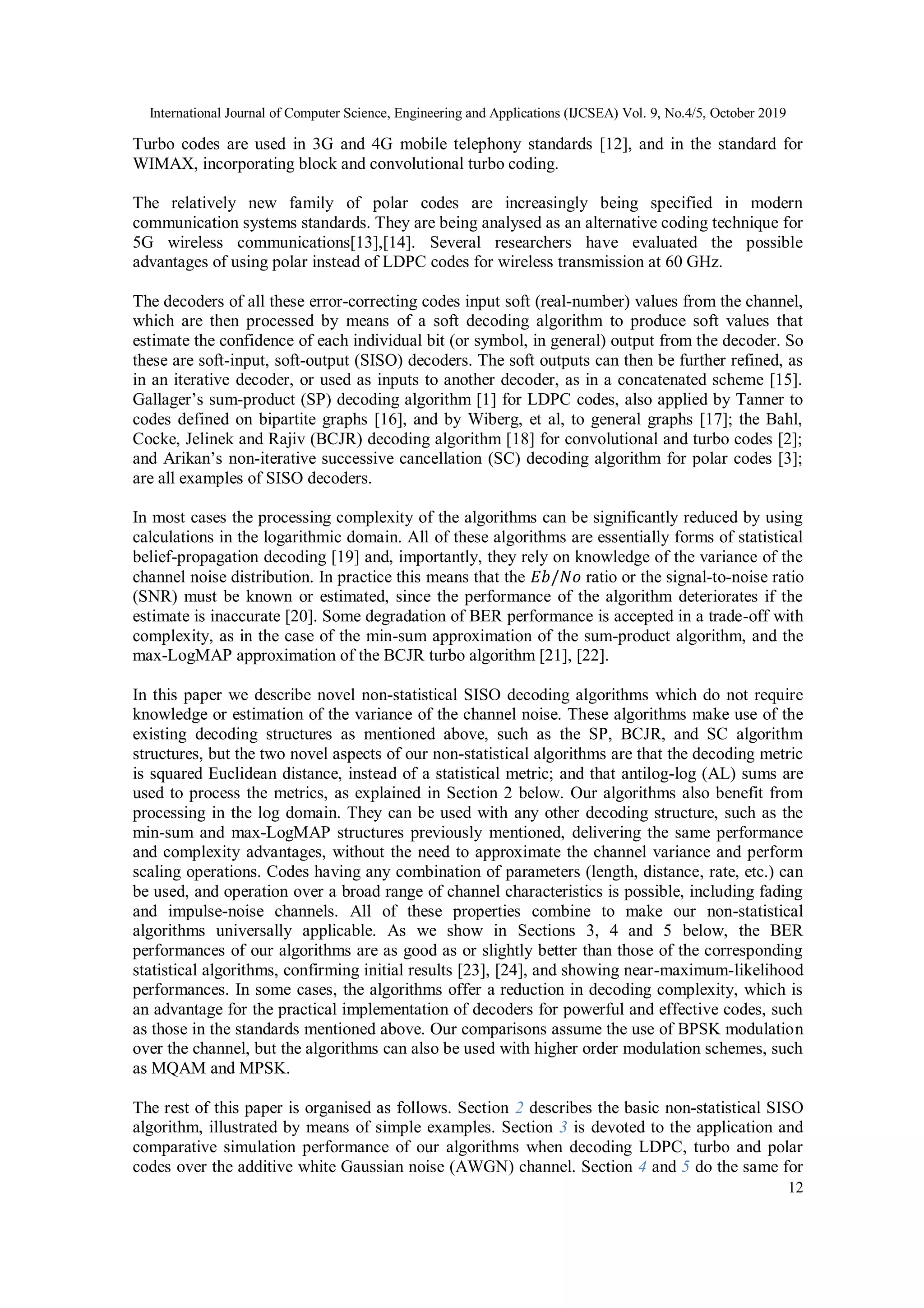 NON-STATISTICAL EUCLIDEAN-DISTANCE SISO DECODING OF ERROR-CORRECTING CODES OVER GAUSSIAN AND ...