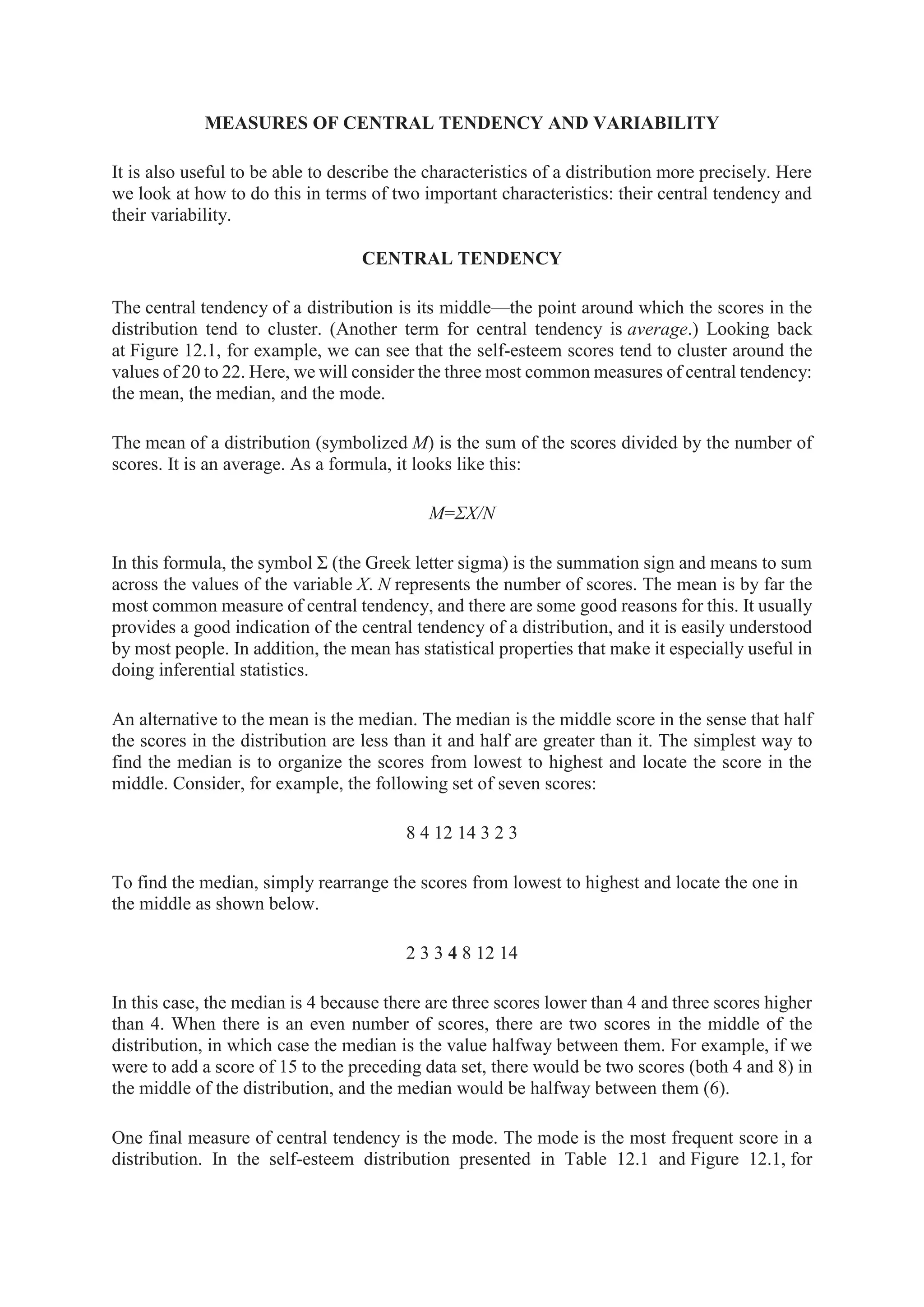 Measures of central tendency and dispersion | PDF