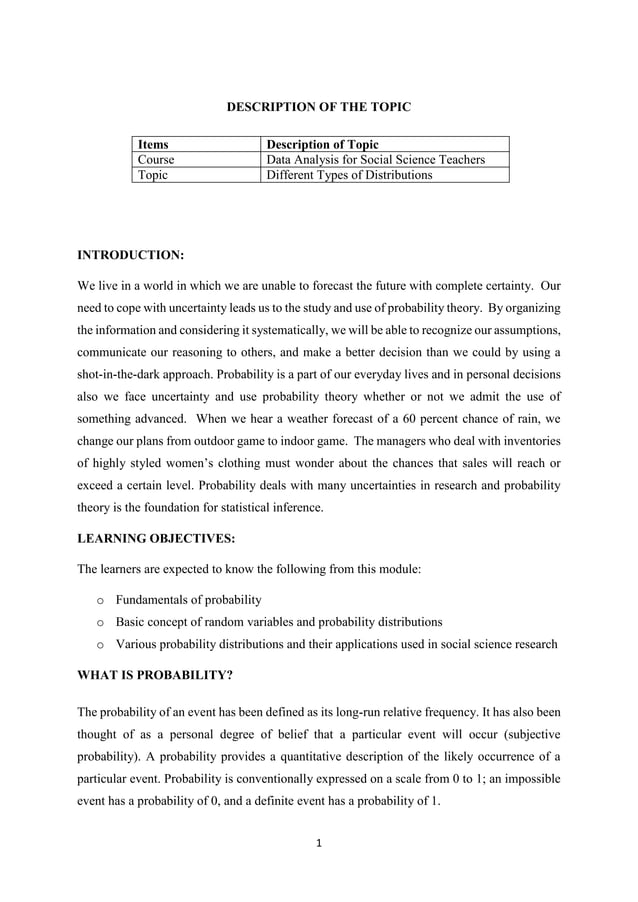 Different types of distributions | PDF | Physics | Science