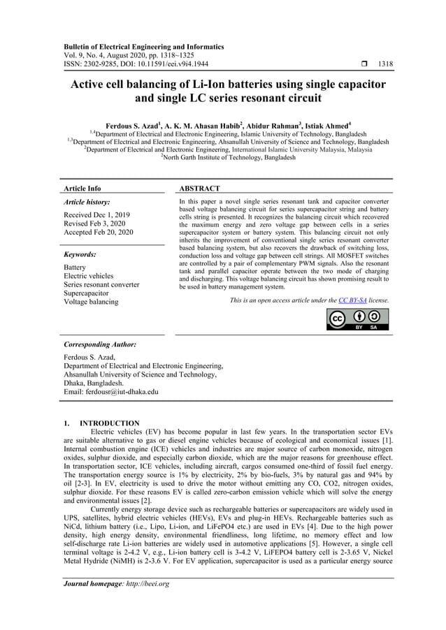 Active cell balancing of Li-Ion batteries using single capacitor and ...