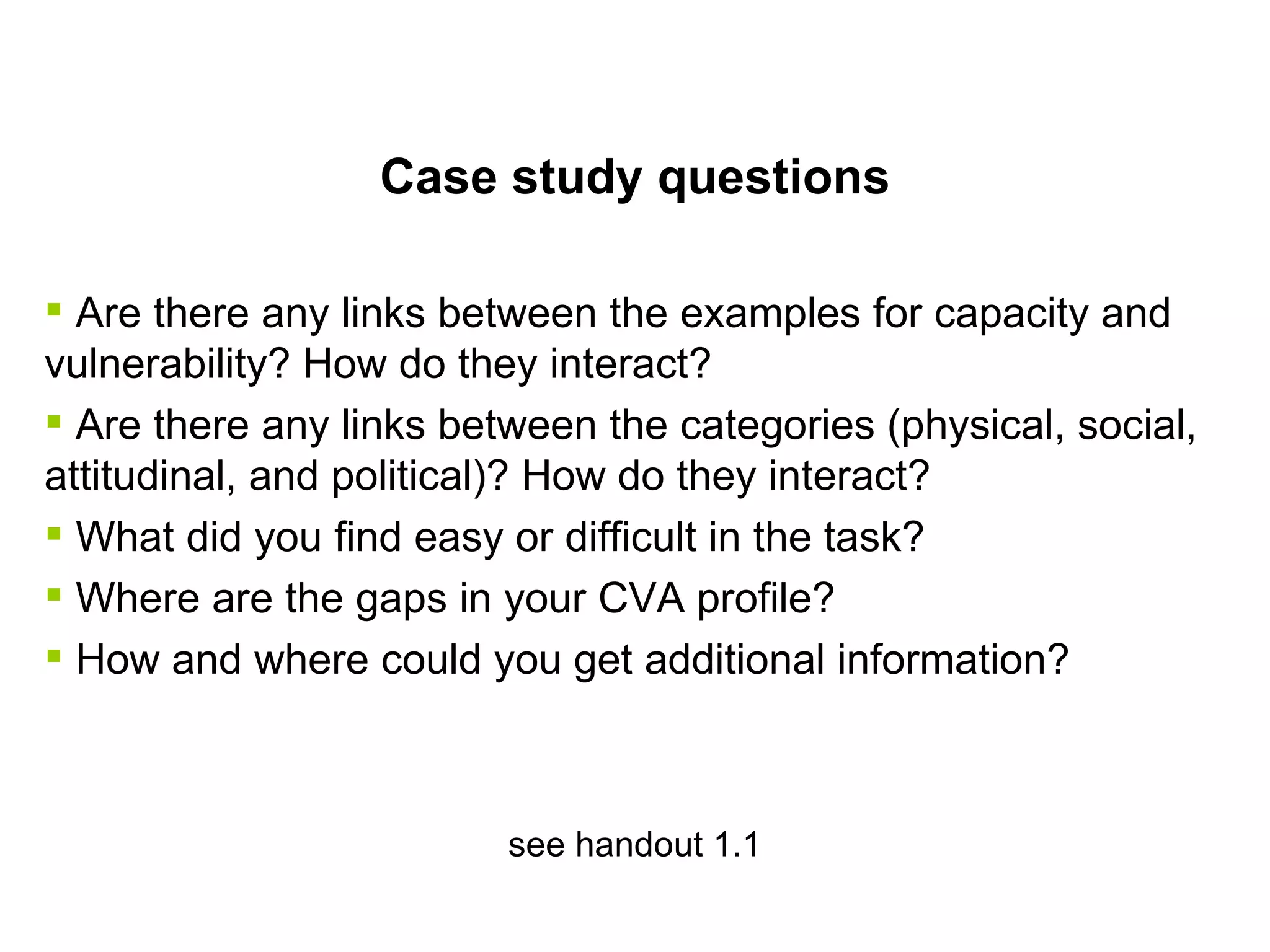 Gender mainstreaming and gender analysis in work addressing risk ...