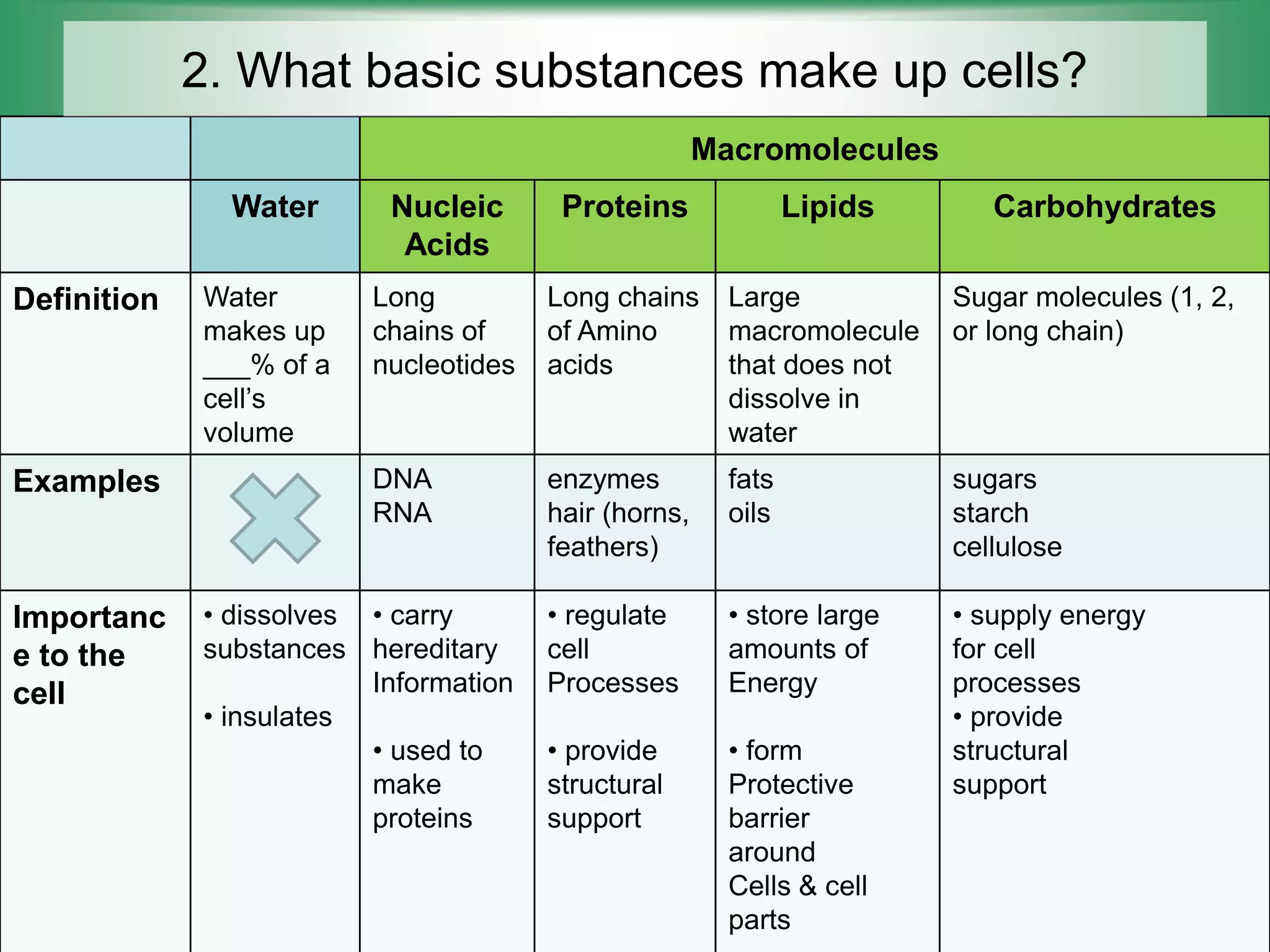 2 1 cells & macromolecules (k) shared | PPT