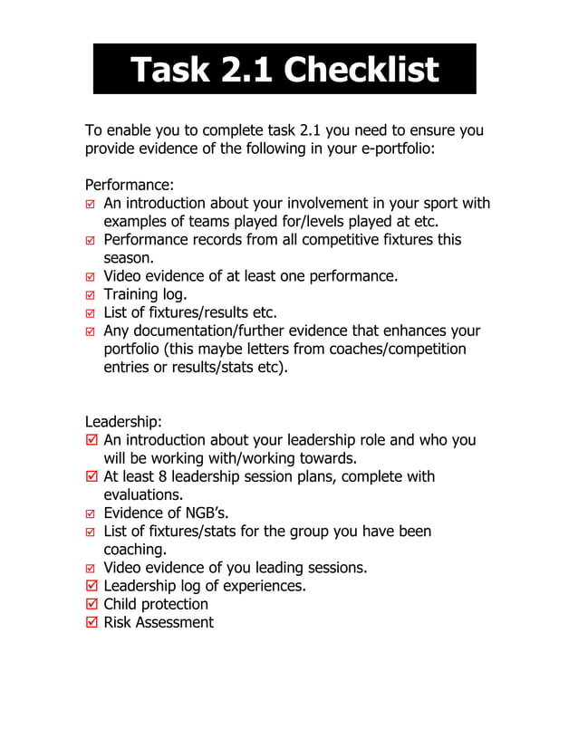 AS PE Task 2.1 checklist | DOC
