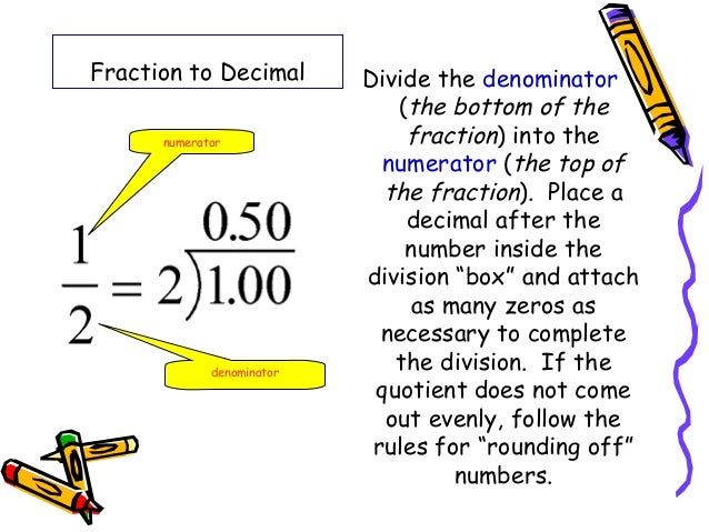 2.1 fractions, decimals, and percents
