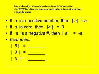2.1 integers & rational numbers | PPTX