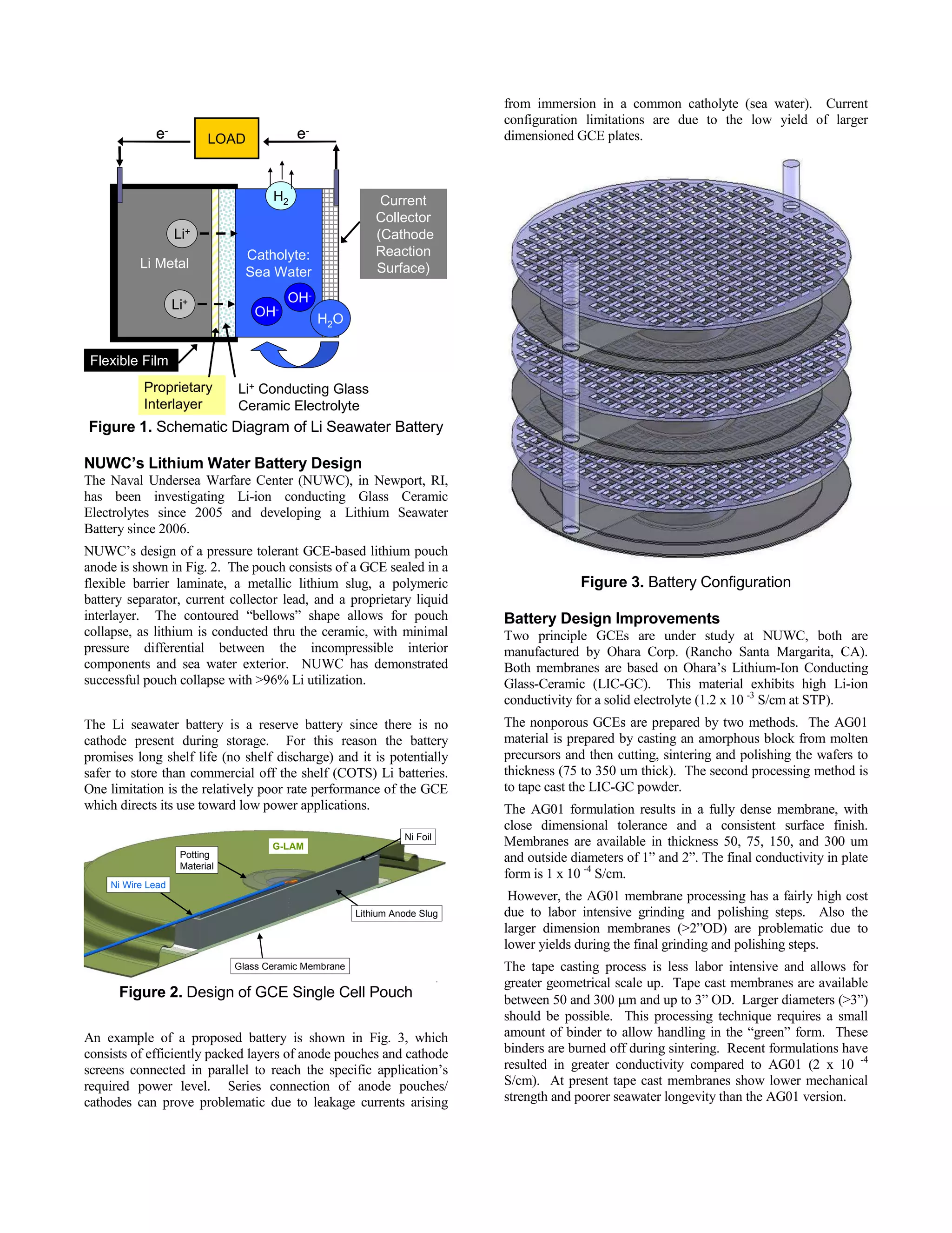 Lithium-Seawater Battery for Undersea Sensors and Vehicles | PDF