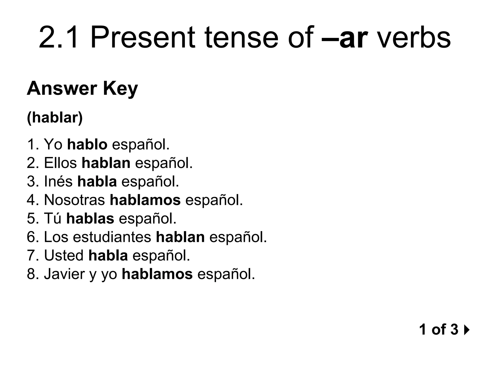 2.1 present tense of ar verbs | PPT