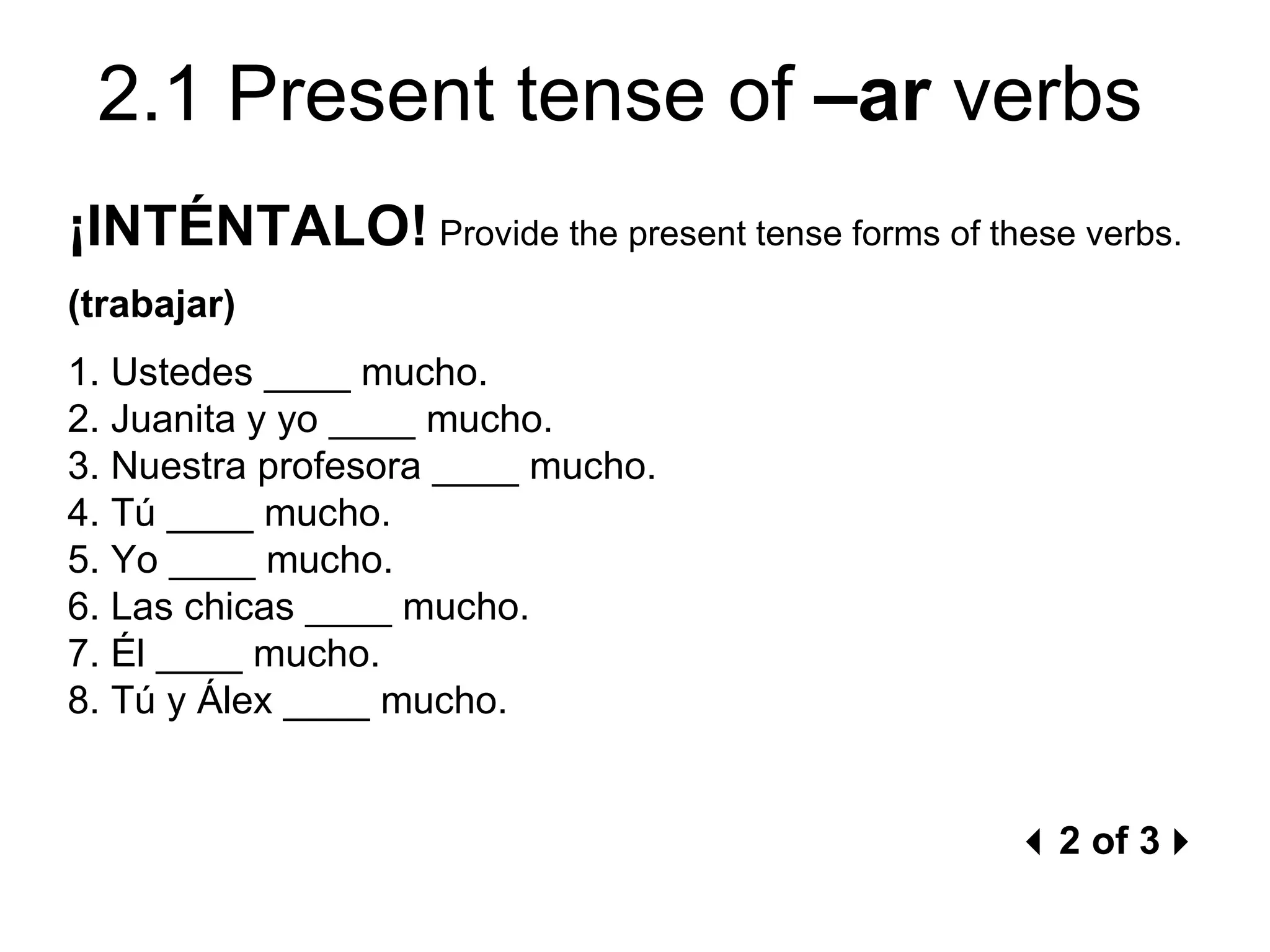 2.1 present tense of ar verbs | PPT
